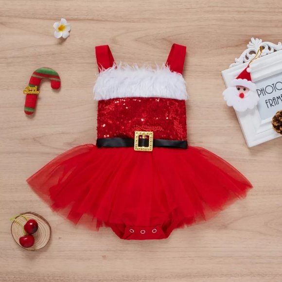 One Pieces | Christmas Santa Baby Girls Tutu Romper Dress | Poshmark